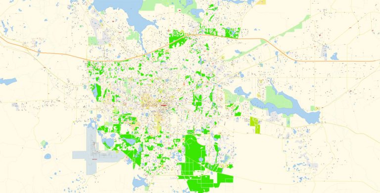 Tallahassee Map Vector Exact City Plan Florida US detailed Street Map ...