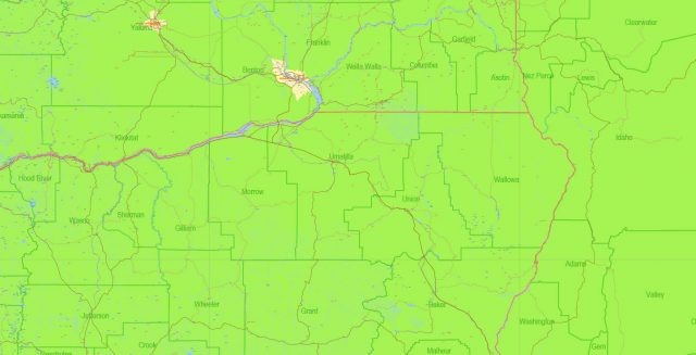 US NW part + Canada SW part Map Vector Exact Road Admin detailed Map ...