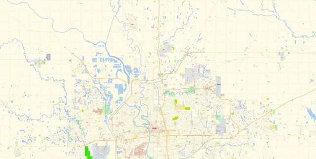 Wichita PDF Map Vector Exact City Plan Kansas US detailed Street Map ...