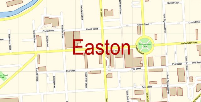 Allentown Easton Pennsylvania US PDF Map Vector Exact City Plan ...