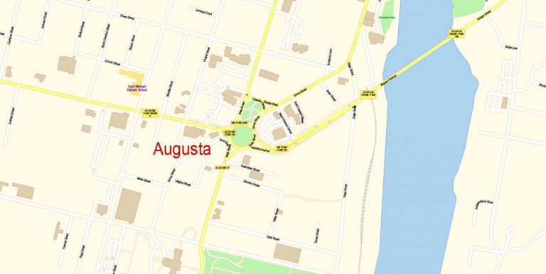 Augusta Maine US PDF Map Vector Exact City Plan detailed Street Map ...