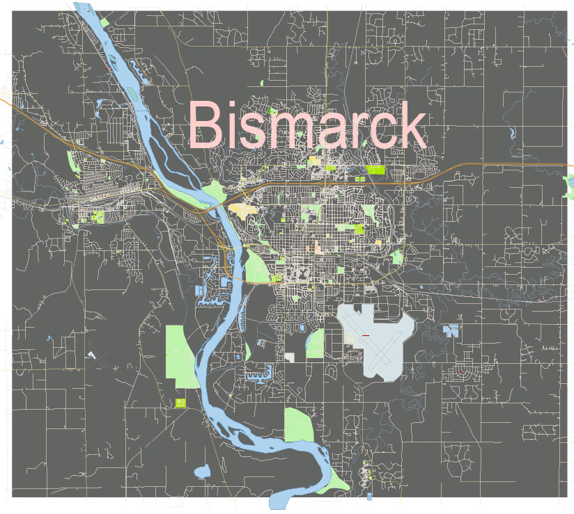Bismarck North Dacota US: Free download vector map of Bismarck North ...