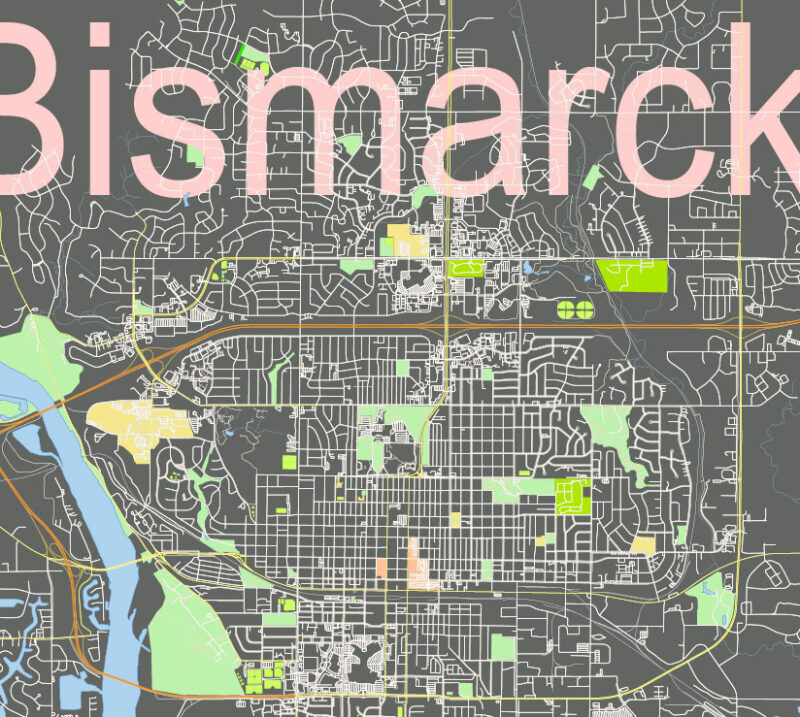 Bismarck North Dacota US: Free download vector map of Bismarck North ...