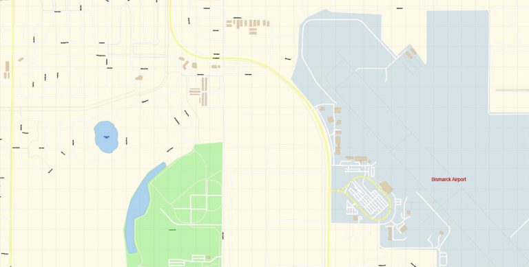 Bismarck North Dakota US PDF Map Vector Exact City Plan detailed Street ...