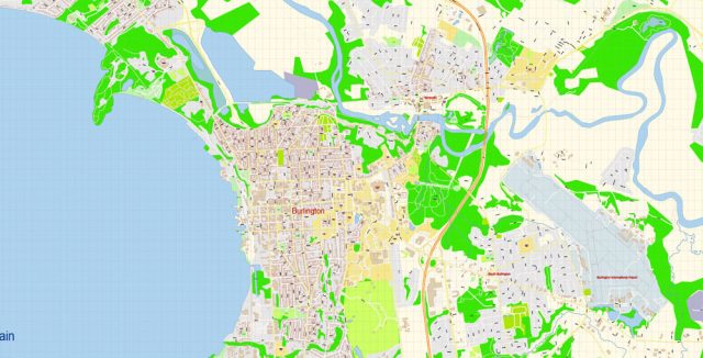 Burlington Vermont US Map Vector Exact City Plan detailed Street Map ...