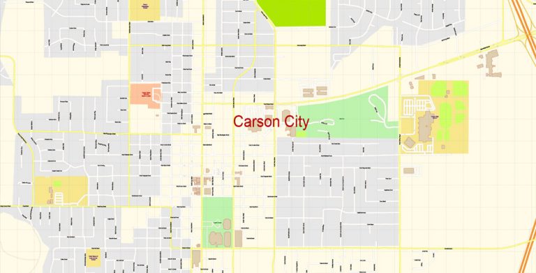 Carson City Nevada US Map Vector Exact City Plan detailed Street Map ...