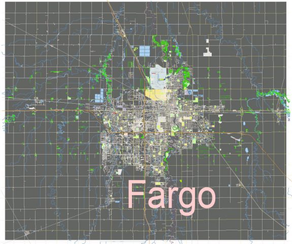 Fargo North Dakota US: Free download vector map of Fargo North Dakota ...