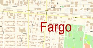 Fargo North Dakota US PDF Map Vector Exact City Plan detailed Street ...