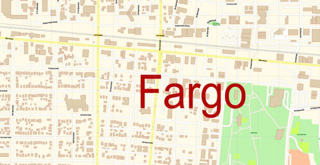 Fargo North Dakota US Map Vector Exact City Plan detailed Street Map ...