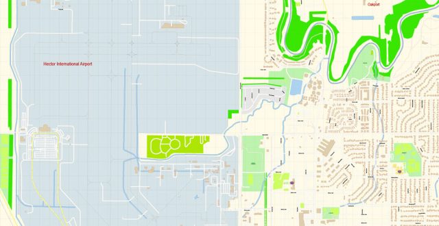 Fargo North Dakota US Map Vector Exact City Plan detailed Street Map ...
