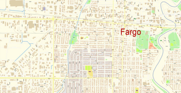 Fargo North Dakota US Map Vector Exact City Plan detailed Street Map ...