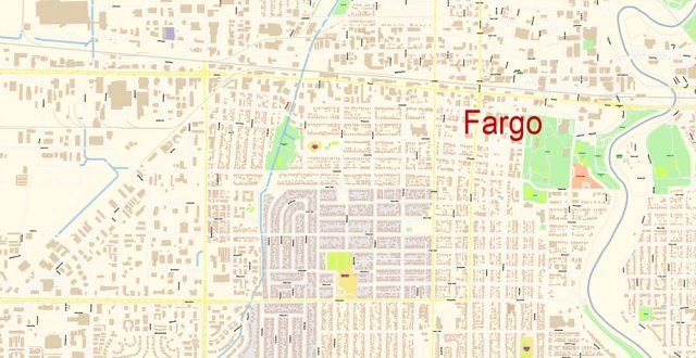 Fargo North Dakota US PDF Map Vector Exact City Plan detailed Street ...