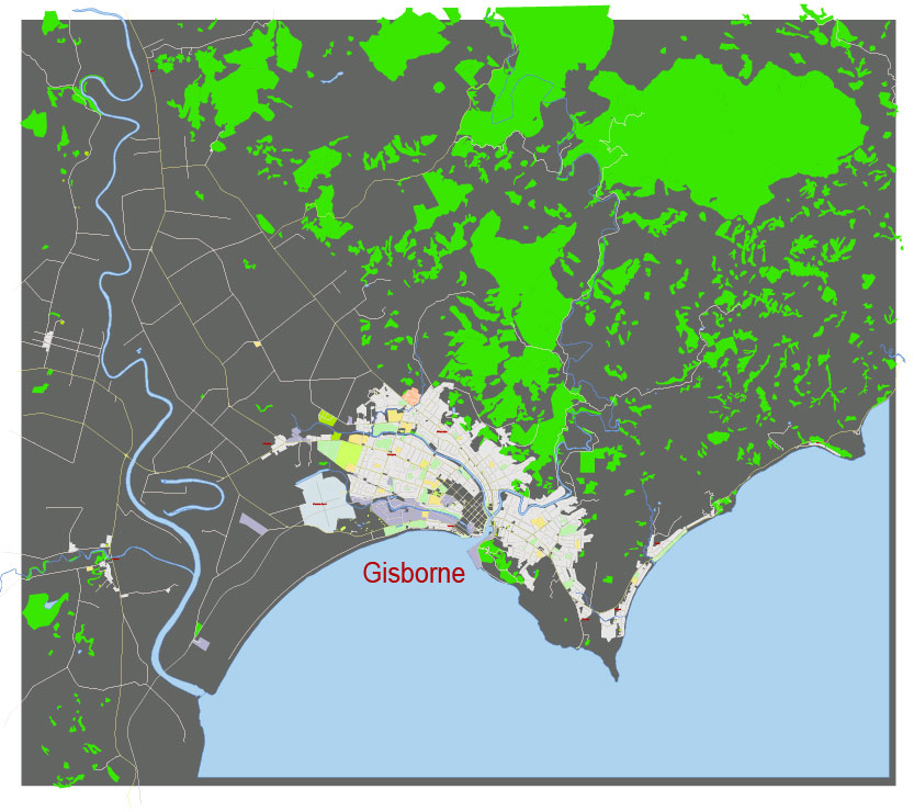 Gisborne New Zealand: Free download vector map of Gisborne New Zealand ...
