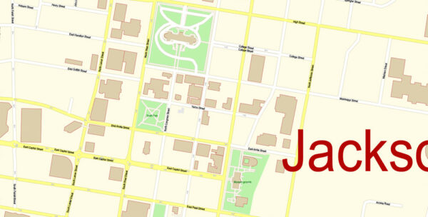 Jackson Mississippi US Map Vector Exact City Plan detailed Street Map ...