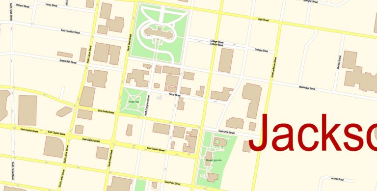 Jackson Mississippi US Map Vector Exact City Plan detailed Street Map ...