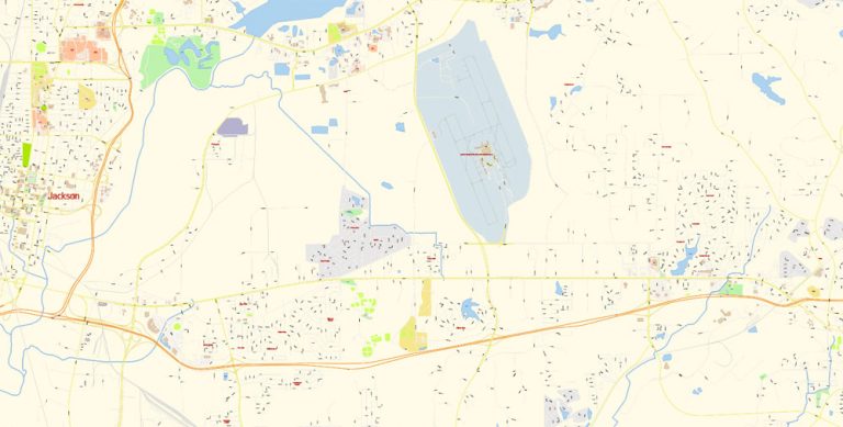 Jackson Mississippi US Map Vector Exact City Plan detailed Street Map ...