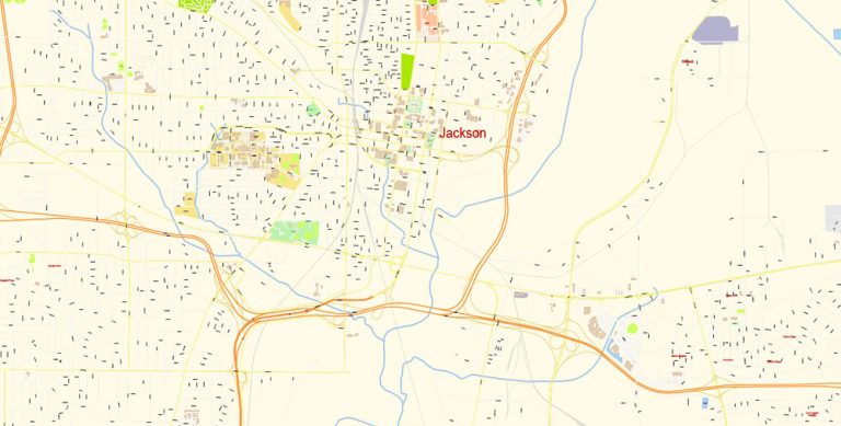 Jackson Mississippi US Map Vector Exact City Plan detailed Street Map ...