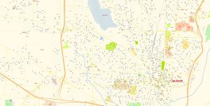 Jackson Mississippi US Map Vector Exact City Plan detailed Street Map ...