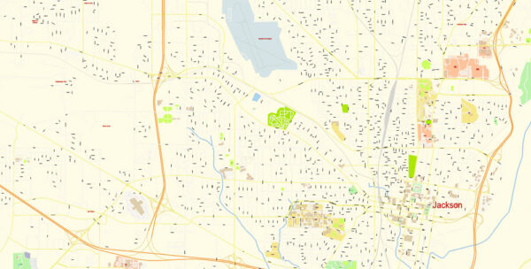 Jackson Mississippi US Map Vector Exact City Plan detailed Street Map ...