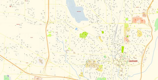 Jackson PDF Mississippi Map Vector Exact City Plan detailed Street Map ...