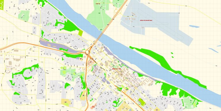 Jefferson City Missouri US Map PDF Vector Exact City Plan detailed ...