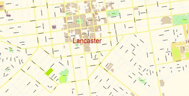 Lancaster Pennsylvania PDF Map Vector Exact City Plan detailed Street Map Adobe PDF in layers ...