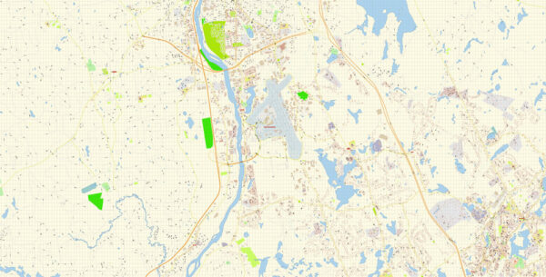 Manchester New Hampshire US PDF Map Vector Exact City Plan detailed ...