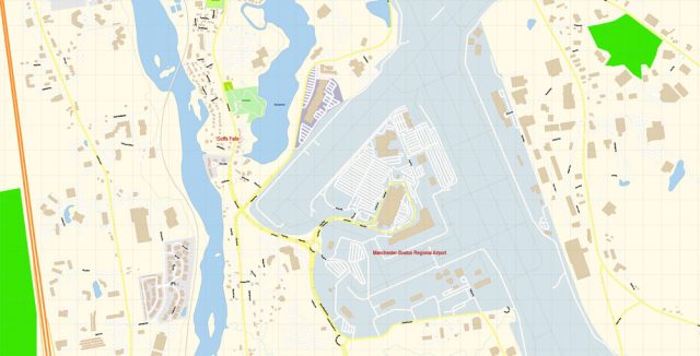 Manchester New Hampshire US PDF Map Vector Exact City Plan detailed ...