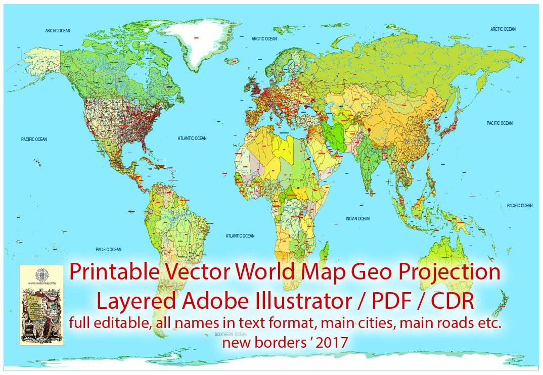 Free Vector World maps in Adobe Illustrator, PDF, map clipart download