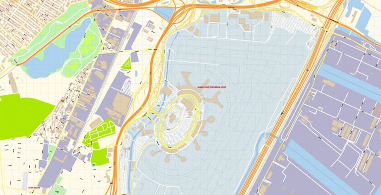 Newark New Jersey US Map Vector Exact City Plan detailed Street Map ...