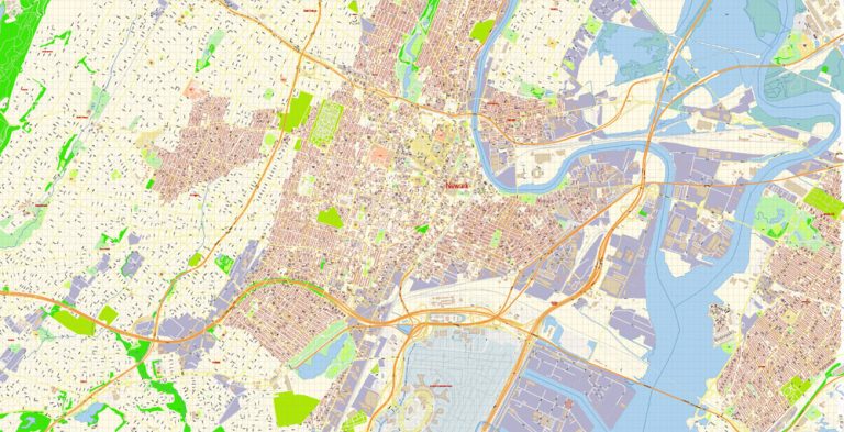 Newark New Jersey PDF Map Vector Exact City Plan detailed Street Map ...