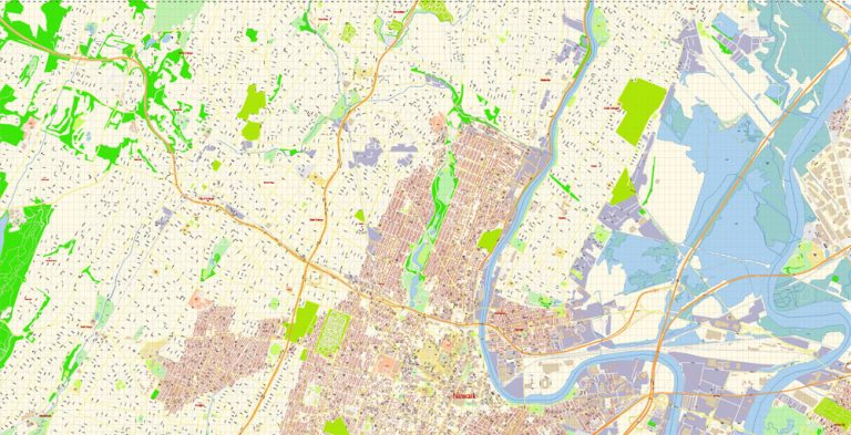 Newark New Jersey US Map Vector Exact City Plan detailed Street Map ...