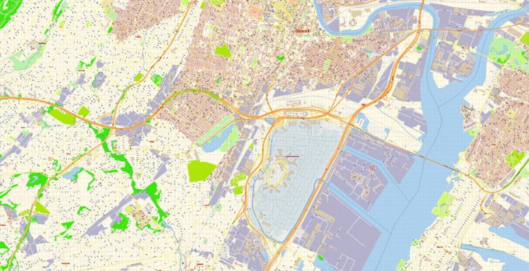 Newark New Jersey US Map Vector Exact City Plan detailed Street Map ...