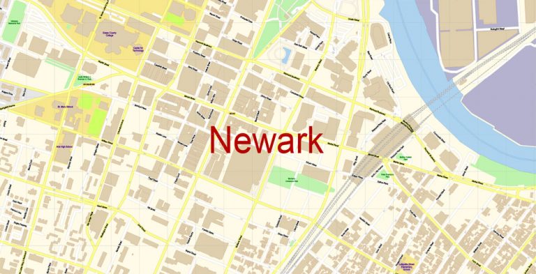 Newark New Jersey PDF Map Vector Exact City Plan detailed Street Map ...