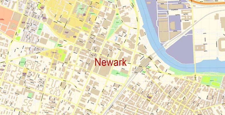 Newark New Jersey US Map Vector Exact City Plan detailed Street Map ...
