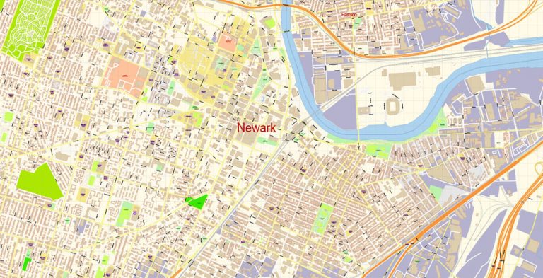 Newark New Jersey PDF Map Vector Exact City Plan detailed Street Map ...