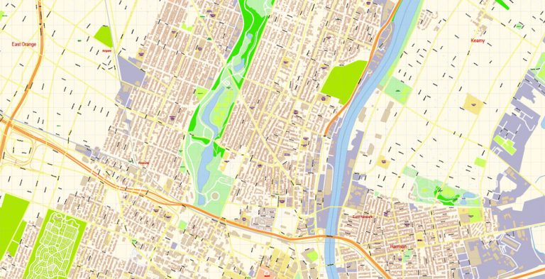 Newark New Jersey PDF Map Vector Exact City Plan detailed Street Map ...