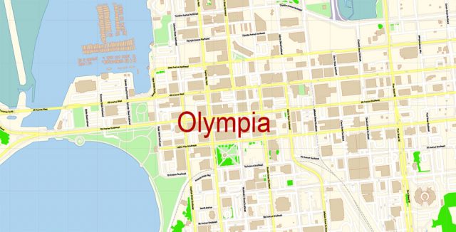 Olympia Washington US PDF Map Vector Exact City Plan detailed Street ...