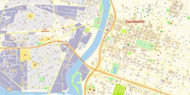 Sacramento California US Map Vector Exact City Plan detailed Street Map ...