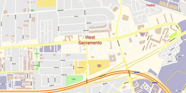 Sacramento California US Map Vector Exact City Plan detailed Street Map ...