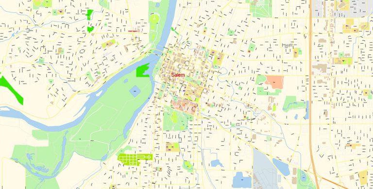 Salem Oregon PDF Map Vector Exact City Plan detailed Street Map Adobe ...