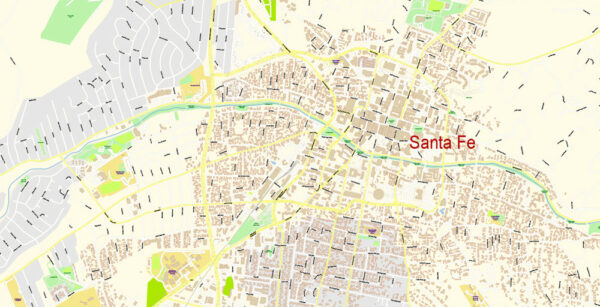 Santa Fe New Mexico US Map Vector Exact City Plan detailed Street Map ...