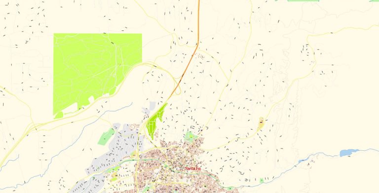 Santa Fe New Mexico US Map Vector Exact City Plan detailed Street Map ...