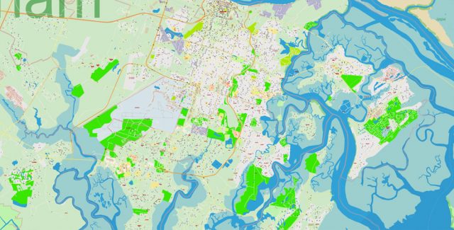 Savannah and Chatham County Georgia PDF Map Vector Exact City Plan ...