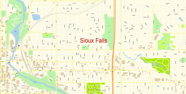 Sioux Falls South Dakota US PDF Map Vector Exact City Plan detailed ...
