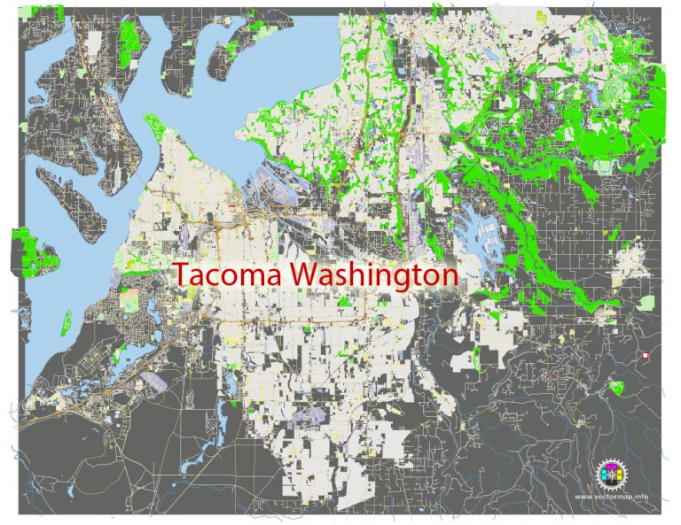 Tacoma Washington US: Free download vector map of Tacoma Washington US ...