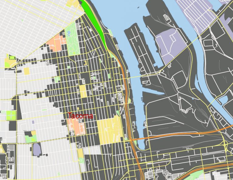 Tacoma Washington US: Free download vector map of Tacoma Washington US ...