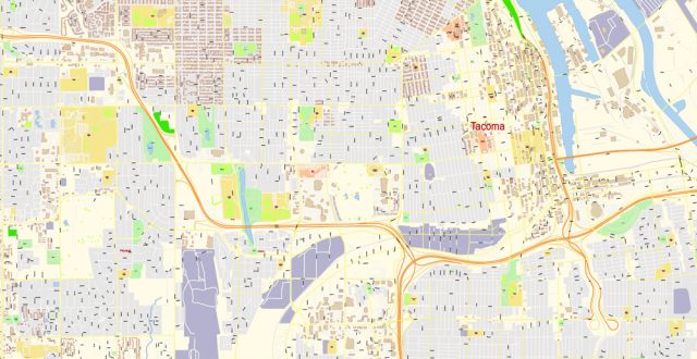 Tacoma Washington US Map Vector Exact City Plan detailed Street Map ...
