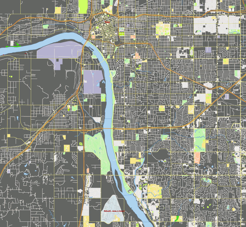 Tulsa Oklahoma US: Free download vector map of Tulsa Oklahoma US in Ai ...