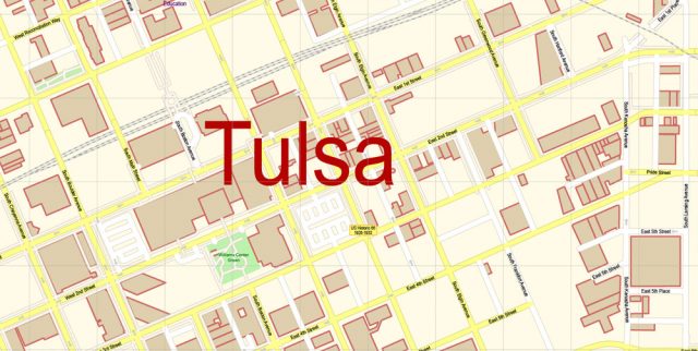 Tulsa Oklahoma PDF Map Vector Exact City Plan detailed Street Map ...